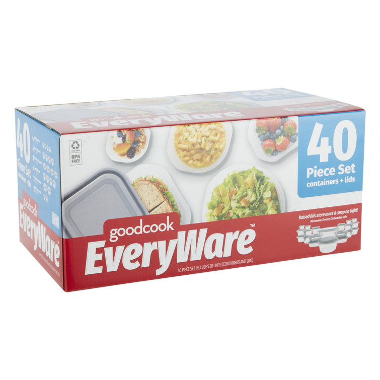 Prep & Savour GoodCook EveryWare Set of 20 BPA-Free Plastic Food Storage Containers with Lids ...